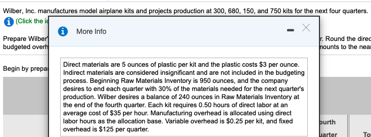 Solved Wilber, Inc. manufactures model airplane kits and | Chegg.com