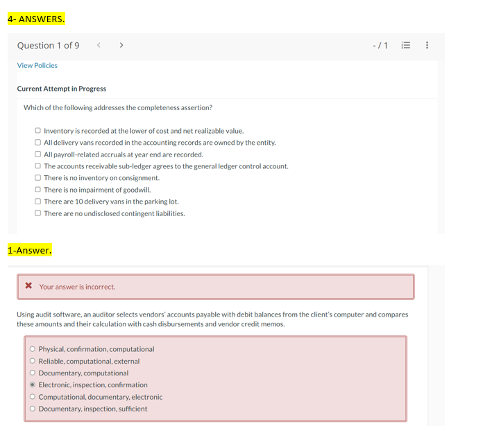 Solved Which of the following addresses the completeness | Chegg.com