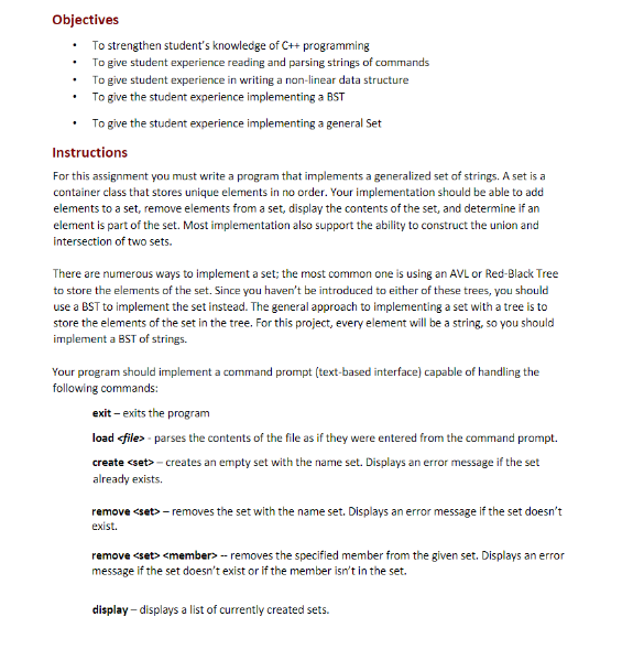 Solved Objectives • To strengthen student's knowledge of C++ | Chegg.com