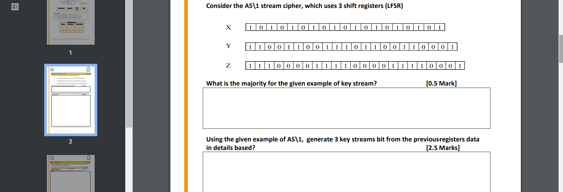 Solved What is the majority for the given example of key | Chegg.com