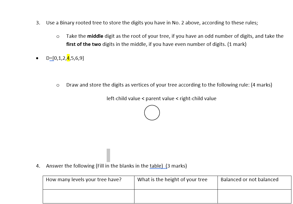 Solved 3. Use a Binary rooted tree to store the digits you | Chegg.com