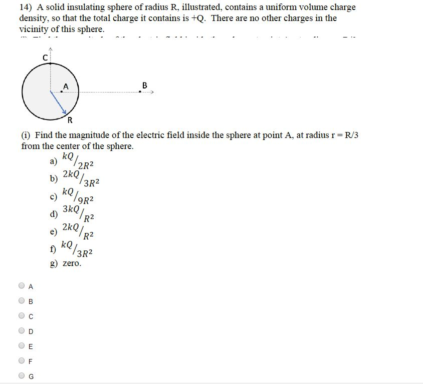 Solved 14) A solid insulating sphere of radius R, | Chegg.com