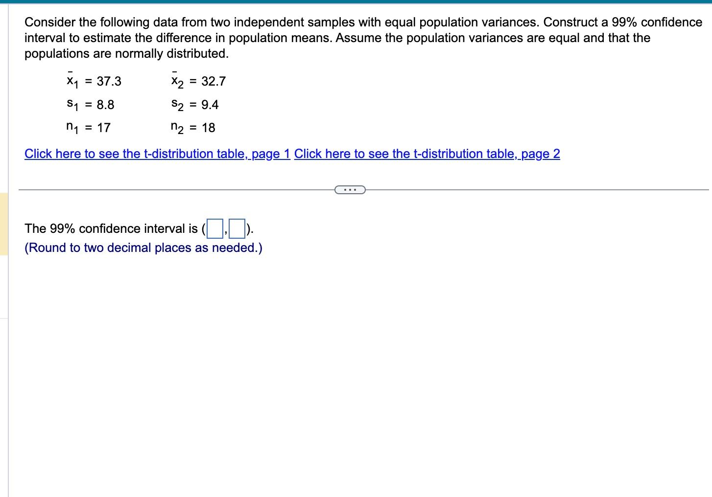 Solved Consider The Following Data From Two Independent Chegg