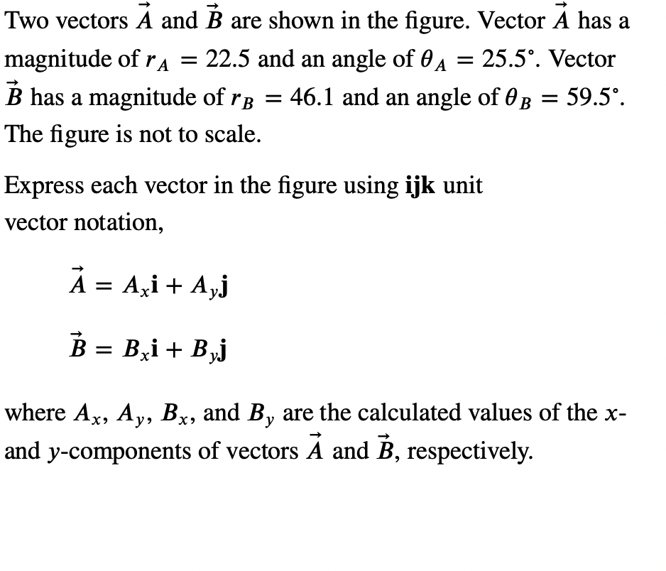 Two vectors vec(A) ﻿and vec(B) ﻿are shown in the | Chegg.com