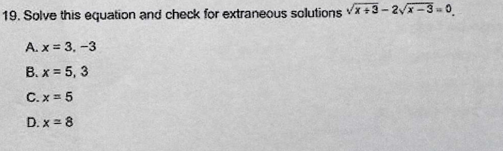 Solved Solve this equation and check for extraneous | Chegg.com