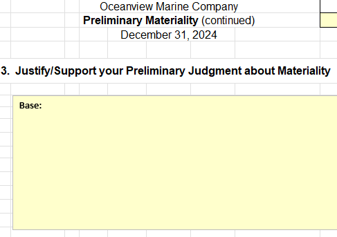 Solved Oceanview Marine Company Preliminary Materiality | Chegg.com