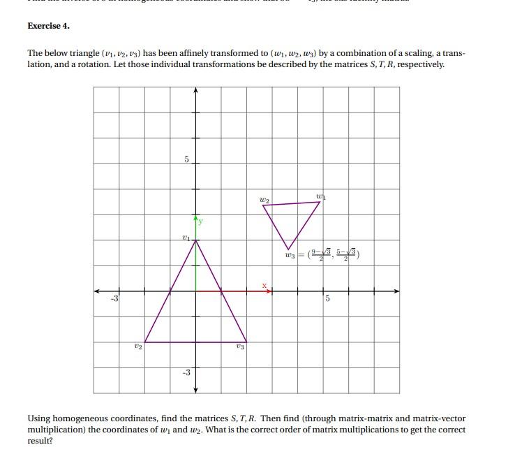 Solved The below triangle (v1,v2,v3) has been affinely | Chegg.com