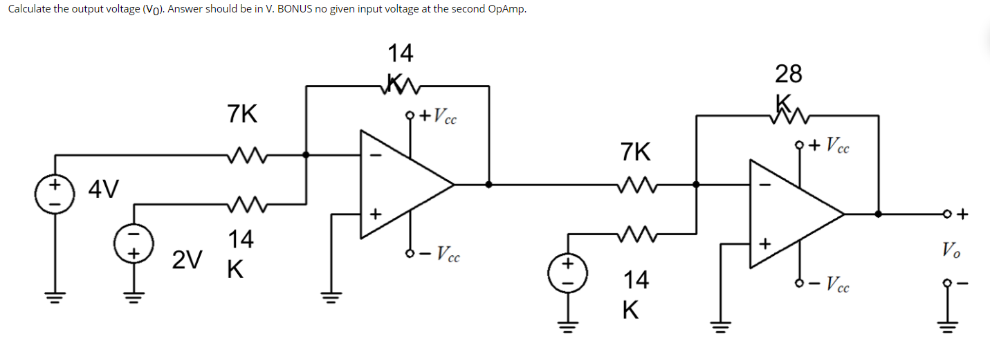 Solved Calculate The Output Voltage Vo Answer Should Be 