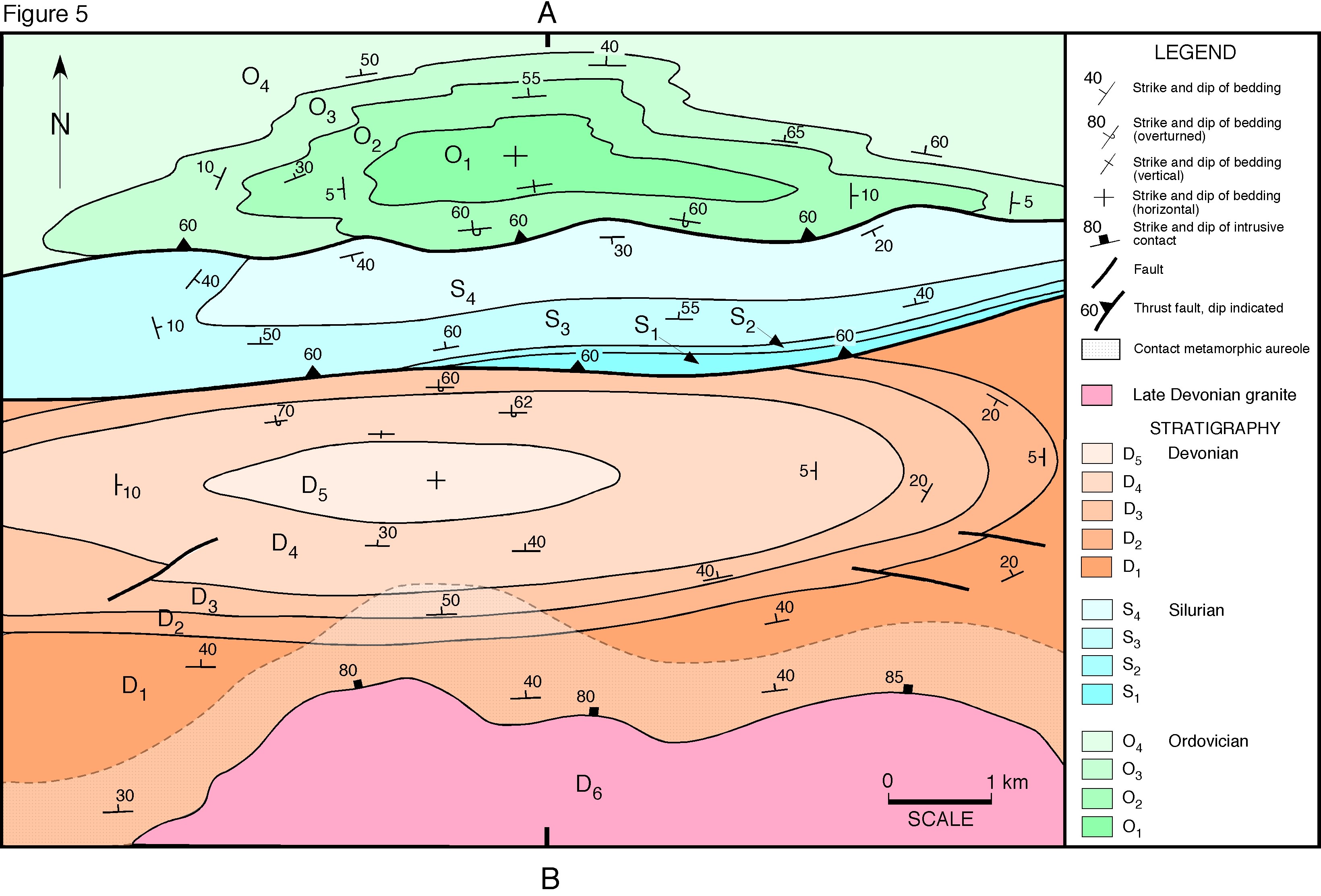[Solved]: Figure 5 illustrates the geology of an area of low