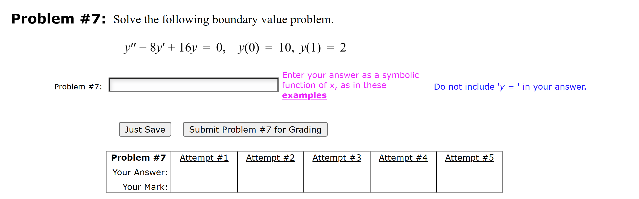 Solved Problem \# 7: Solve the following boundary value | Chegg.com