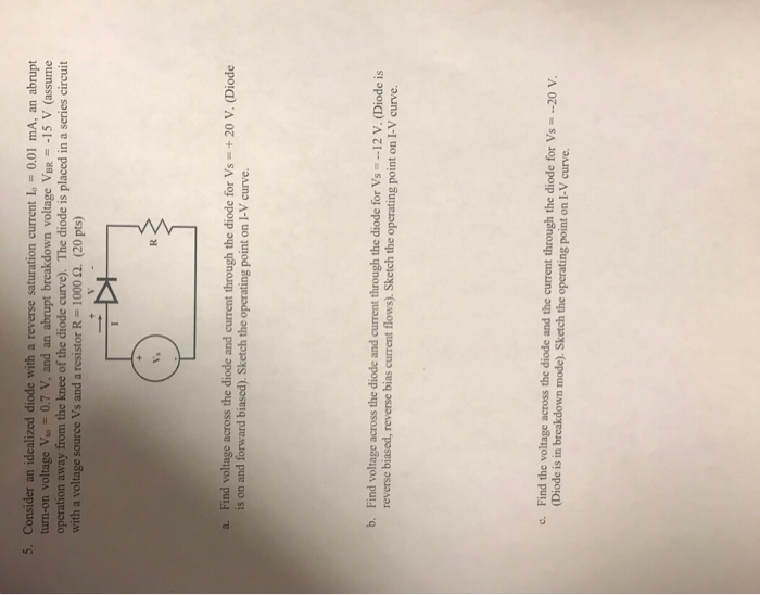 Solved 5. Consider an idealized diode with a reverse | Chegg.com