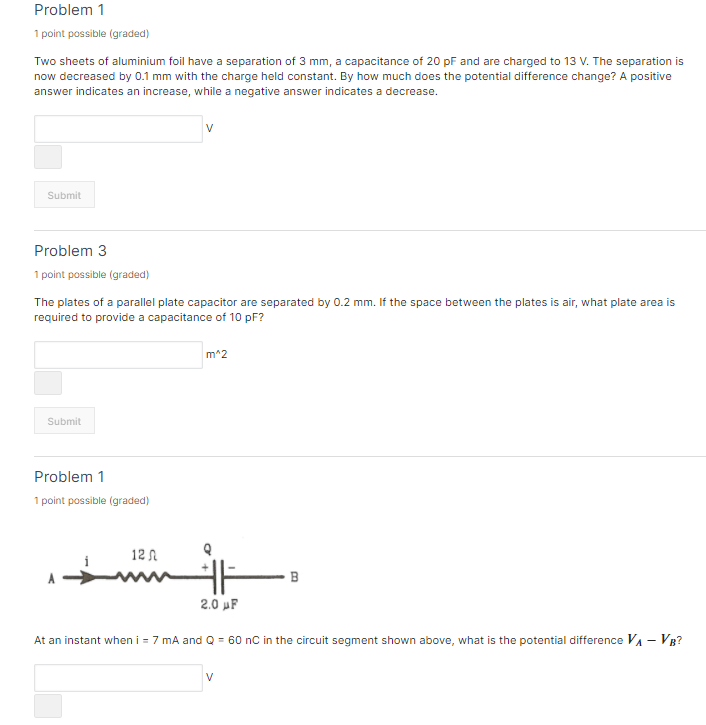 Solved Problem 1 1 point possible (graded Two sheets of | Chegg.com