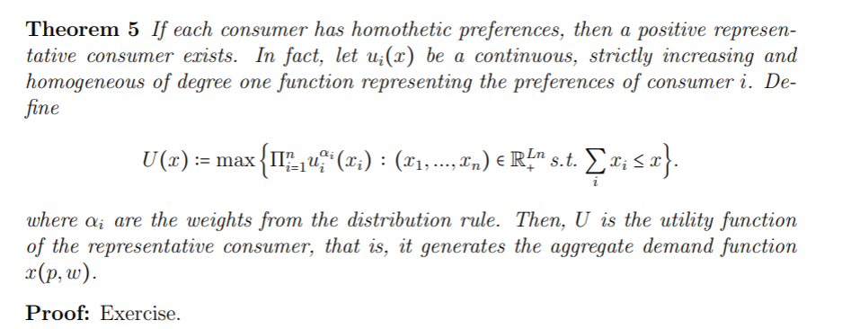Theorem 5 If each consumer has homothetic | Chegg.com