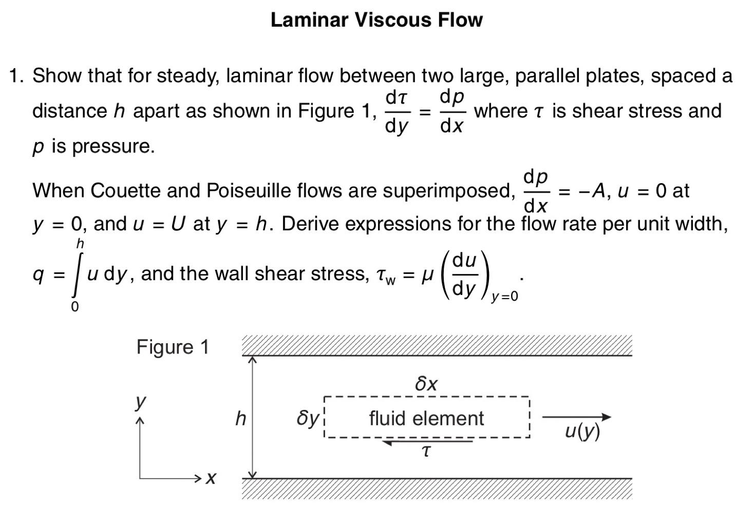 Solved Laminar Viscous Flow 1 Show That For Steady Laminar
