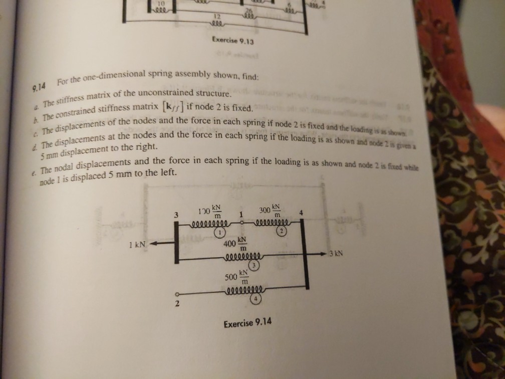 10 hell Exercise 9.13 one-dimensional spring assembly | Chegg.com