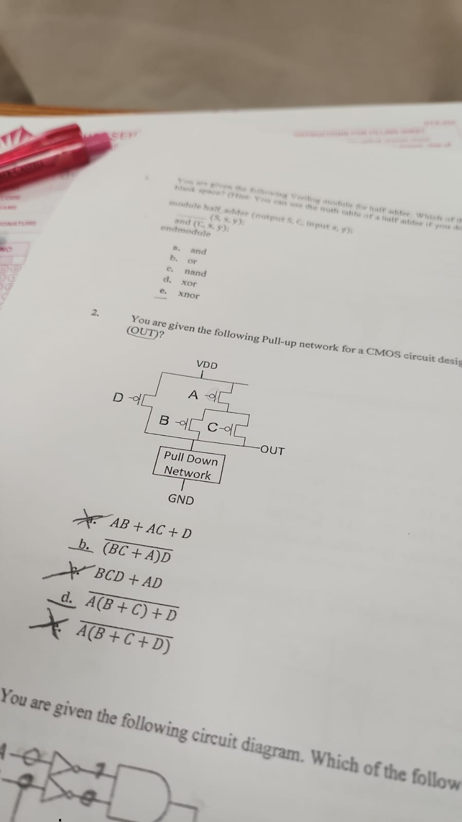 b. ﻿andb. ﻿orc. ﻿nandd. ﻿xore. ﻿xnorYou are given the | Chegg.com