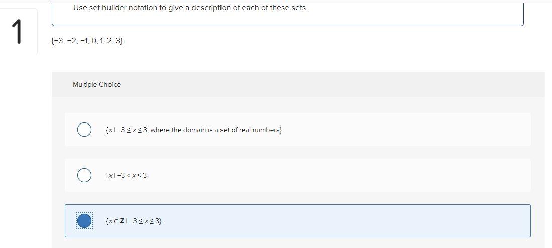 Solved Use set builder notation to give a description of | Chegg.com