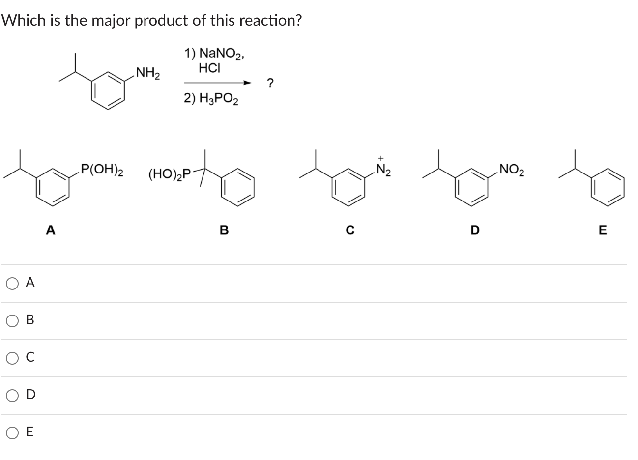 Solved Which is the major product of this reaction? O2N. | Chegg.com