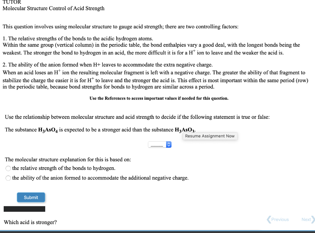 Solved TUTOR Molecular Structure Control of Acid Strength | Chegg.com