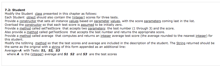 Solved 7.2: Student Modify the Student class presented in | Chegg.com