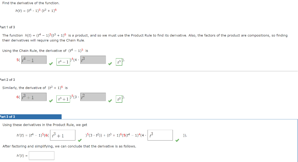 Solved Find the derivative of the function. h(t) = (t4 - | Chegg.com