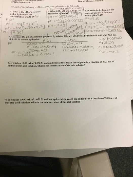 Solved Calculate the pH of a solution prepared by mixing | Chegg.com