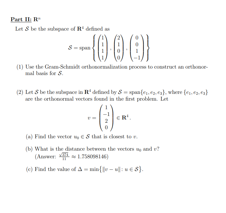 Solved Let S be the subspace of R4 defined as | Chegg.com