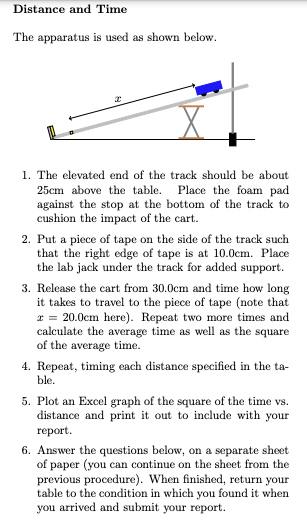 Solved Distance and Time The apparatus is used as shown | Chegg.com