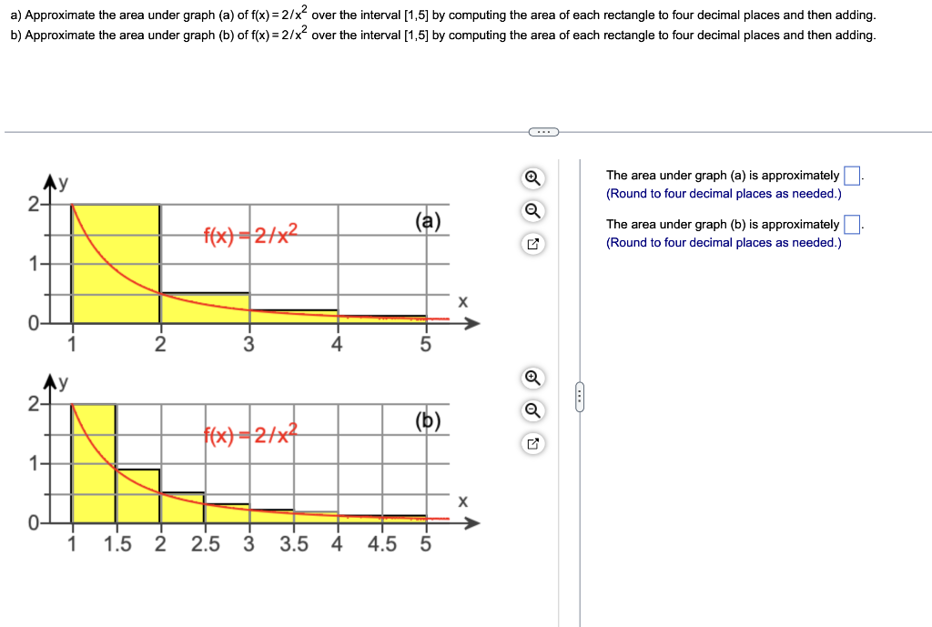 Solved a) Approximate the area under graph (a) of f(x)=2/x2 | Chegg.com