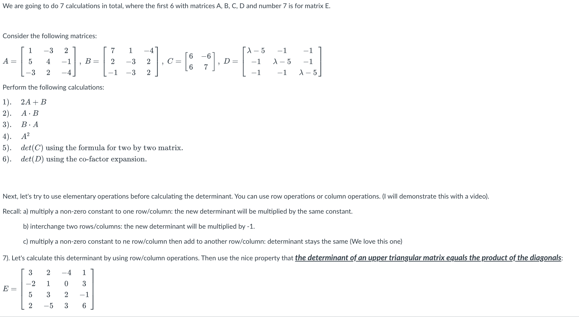 Solved We are going to do 7 calculations in total, where the | Chegg.com