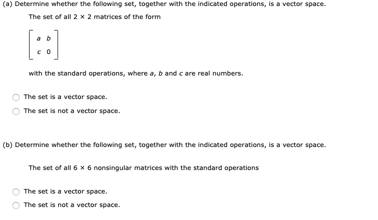 Solved (a) Determine whether the following set, together | Chegg.com