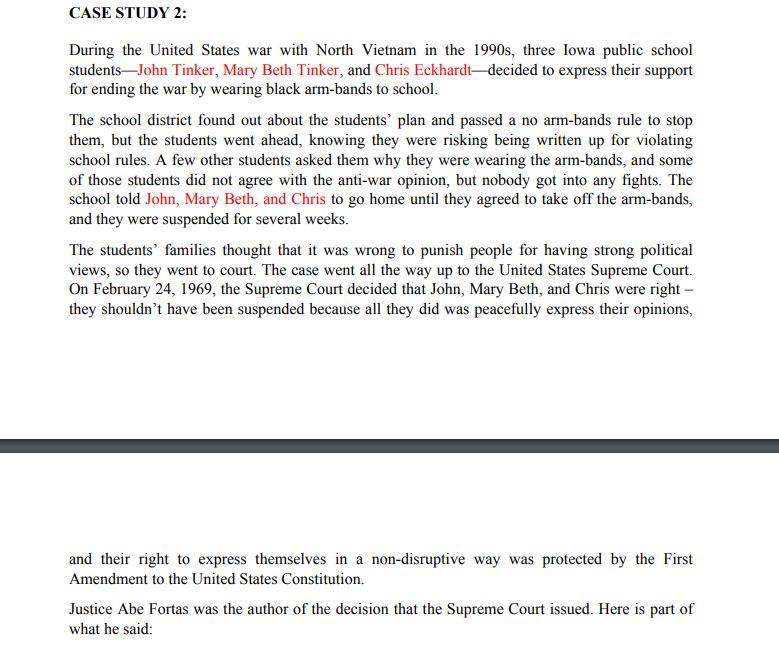 Solved Freedom of Speech - A Case Study CASE STUDY 1: Free | Chegg.com