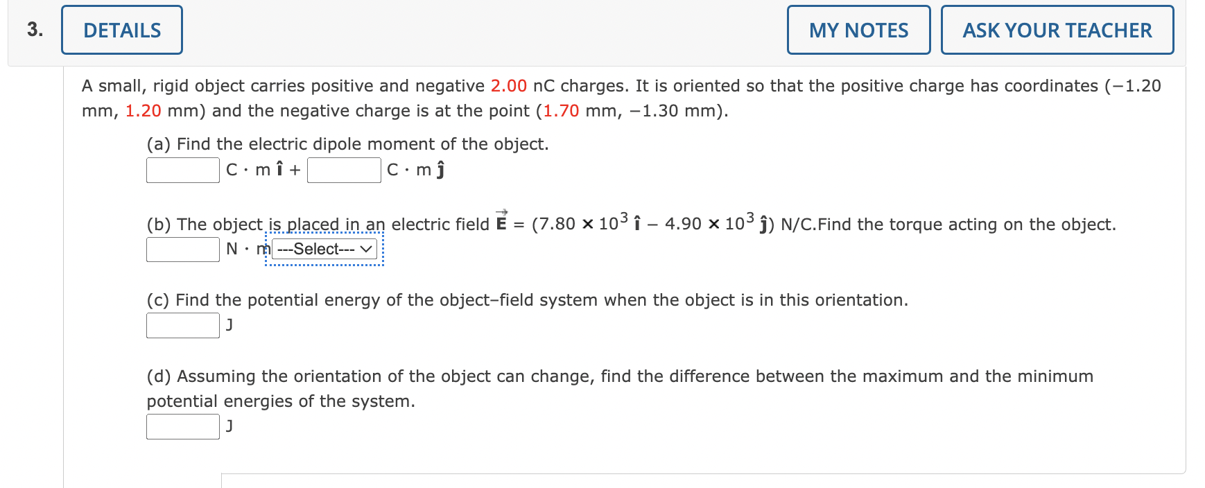 Solved small, rigid object carries positive and negative | Chegg.com