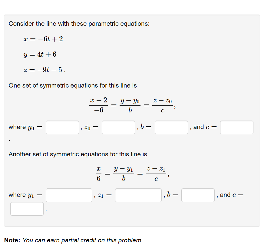 Solved Consider the line with these parametric equations: | Chegg.com