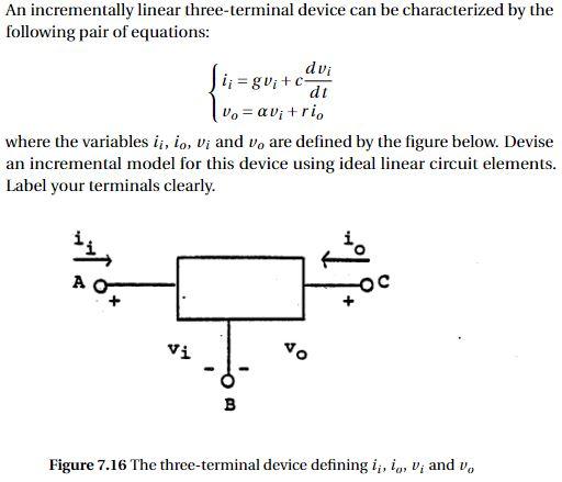 Solved An incrementally linear three-terminal device can be | Chegg.com