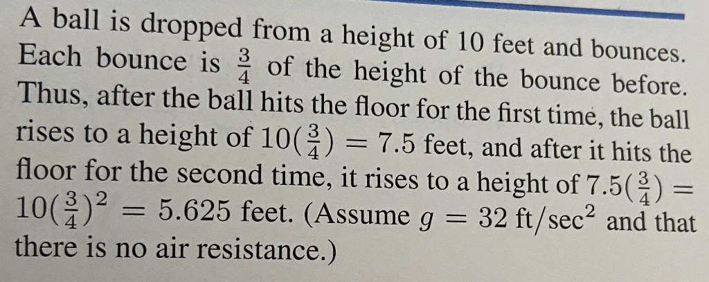 Solved A ball is dropped from a height of 10 feet and | Chegg.com