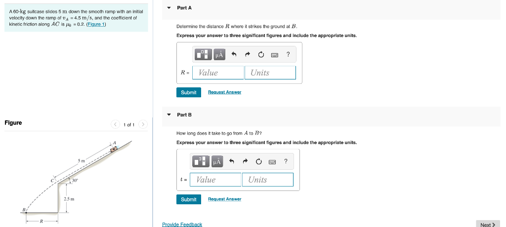 Solved Part A A 60-kg suitcase slides 5 m down the smooth | Chegg.com