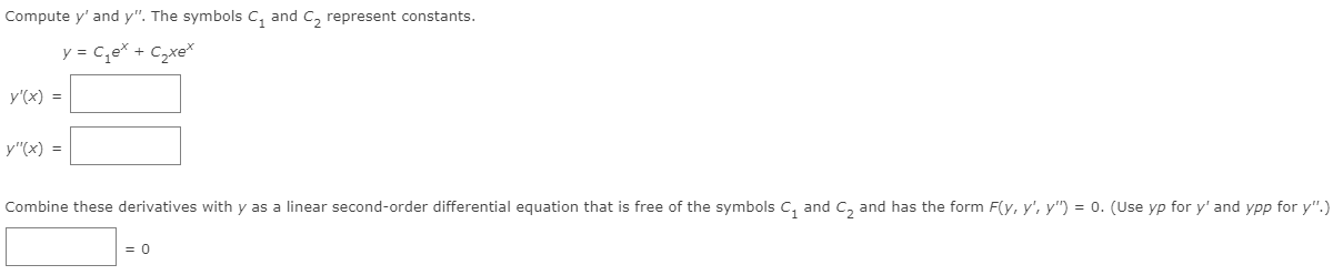 Solved Compute y' and y". The symbols and ca represent | Chegg.com