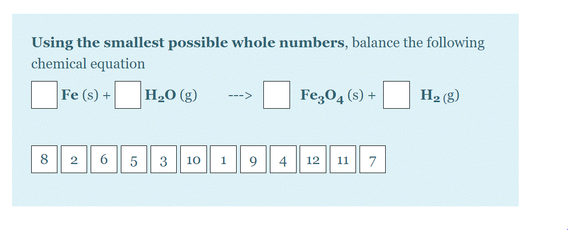 Solved Using the smallest possible whole numbers, balance | Chegg.com
