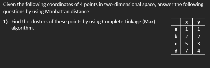 Solved Given the following coordinates of 4 points in | Chegg.com