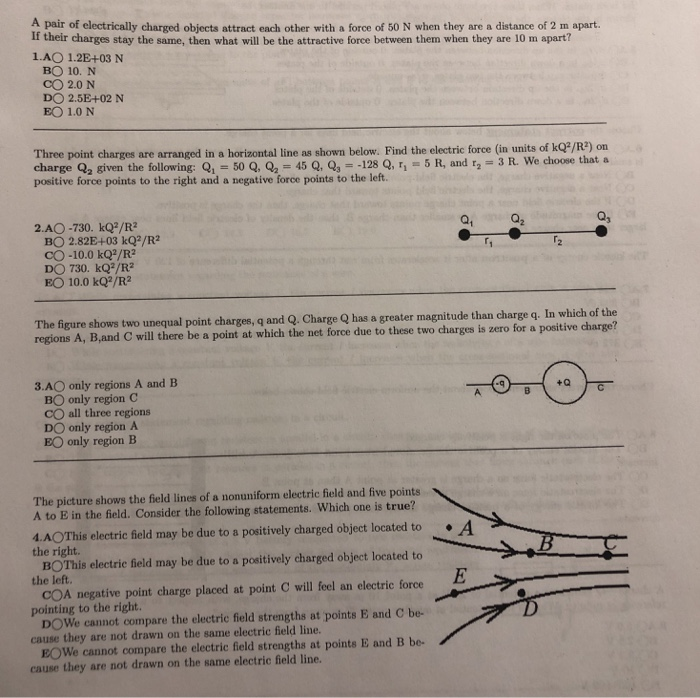 Solved A pair of electrically charged objects attract each | Chegg.com