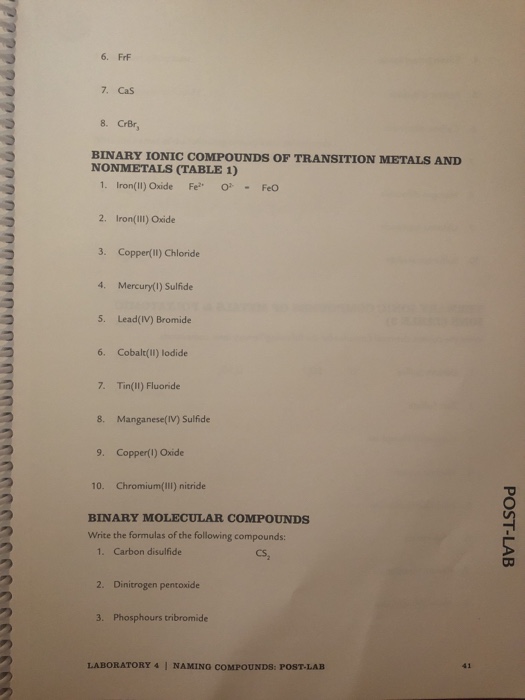 Solved TERNARY IONIC COMPOUNDS OF METALS&POLYATOMIC IONS | Chegg.com