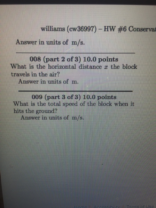 What Is The Horizontal Distance X The Block Travels Chegg