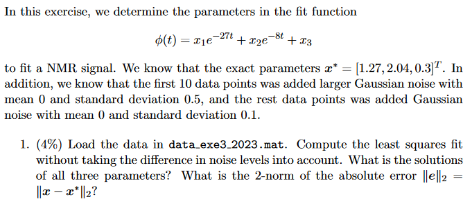 Solved In this exercise, we determine the parameters in the | Chegg.com ...