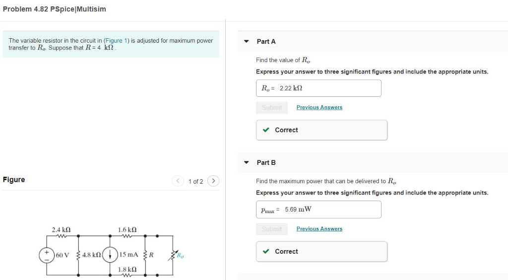 Solved Problem 4.82 PSpice Multisim The variable resistor in | Chegg.com