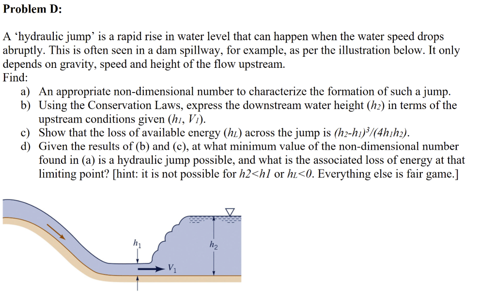 Solved A 'hydraulic jump' is a rapid rise in water level | Chegg.com