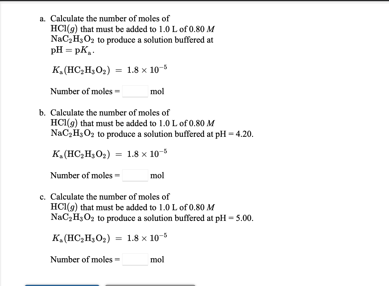 Solved a. Calculate the number of moles of HCl(g) that must | Chegg.com