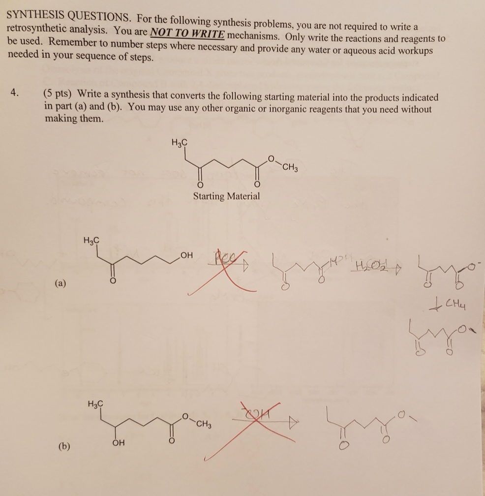Solved SYNTHESIS QUESTIONS. For the following synthesis | Chegg.com