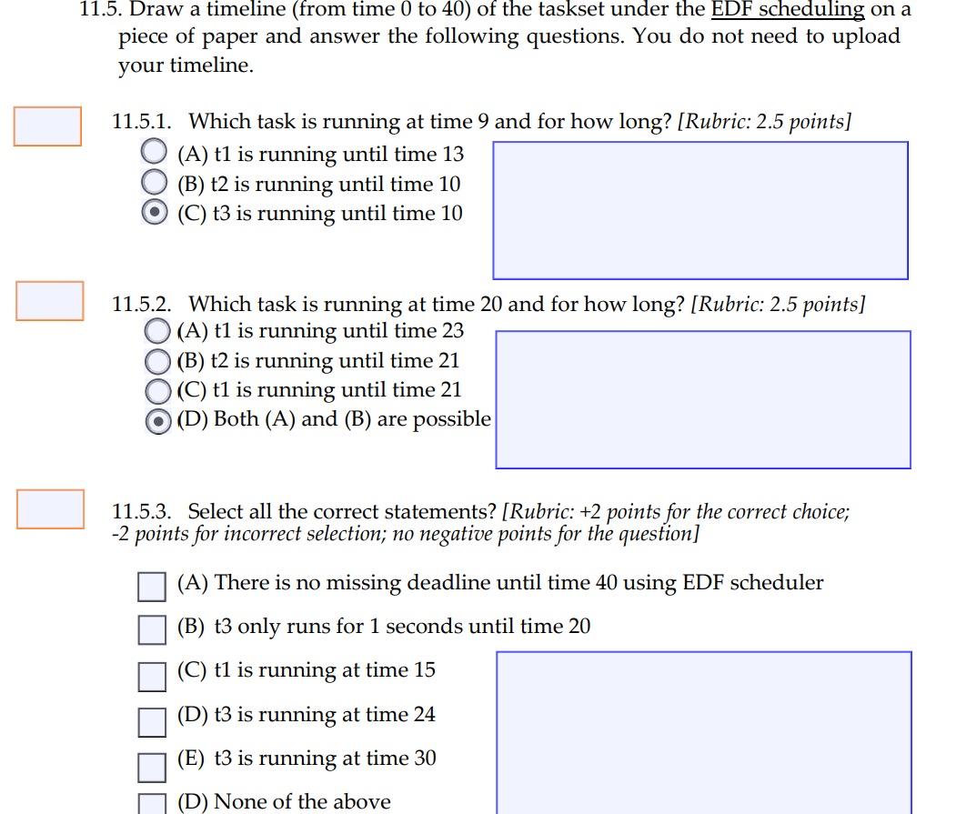 11.5. Draw a timeline (from time 0 to 40) of the | Chegg.com