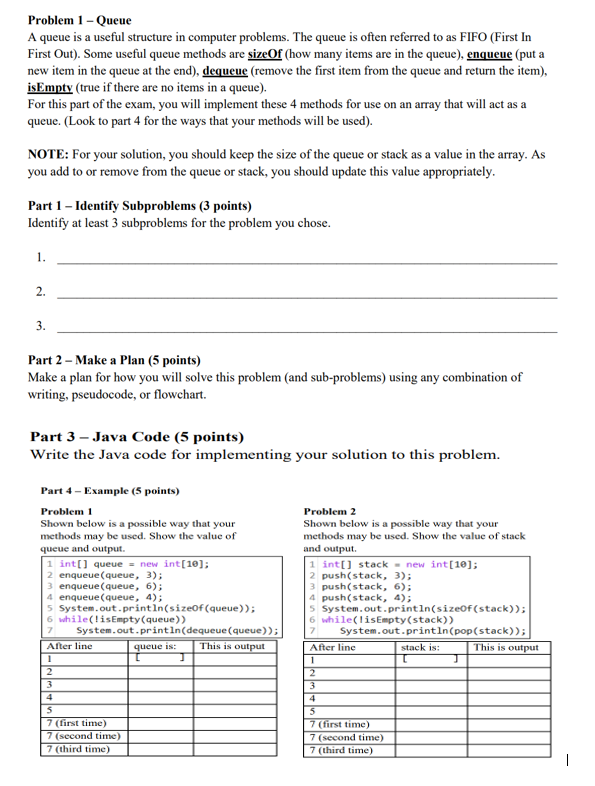 Solved Problem 1 - Queue A queue is a useful structure in | Chegg.com